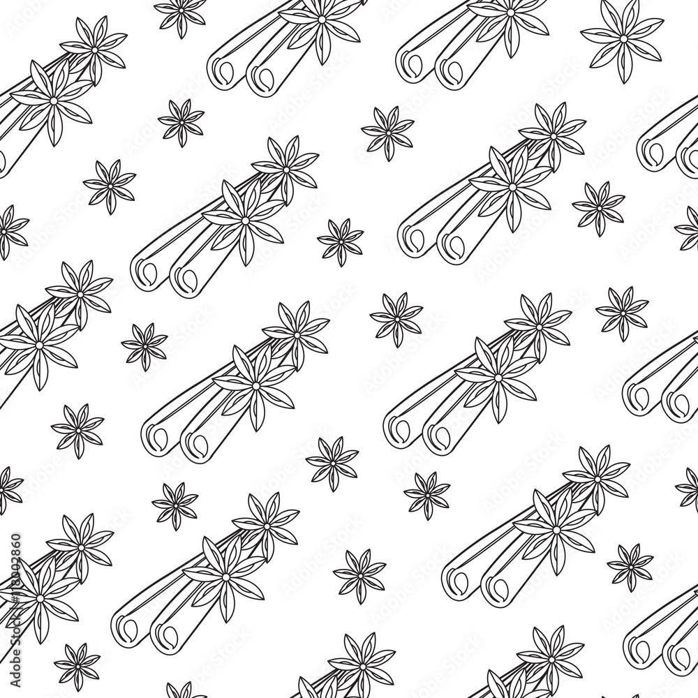 Cinnamon sketch seamless texture, cinnamon doodle style background ...