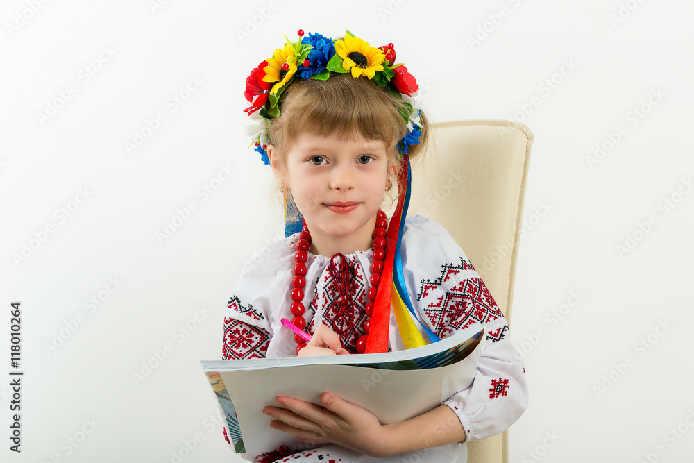 Girl in the Ukrainian national native costume/Beautiful Ukrainian girl ...