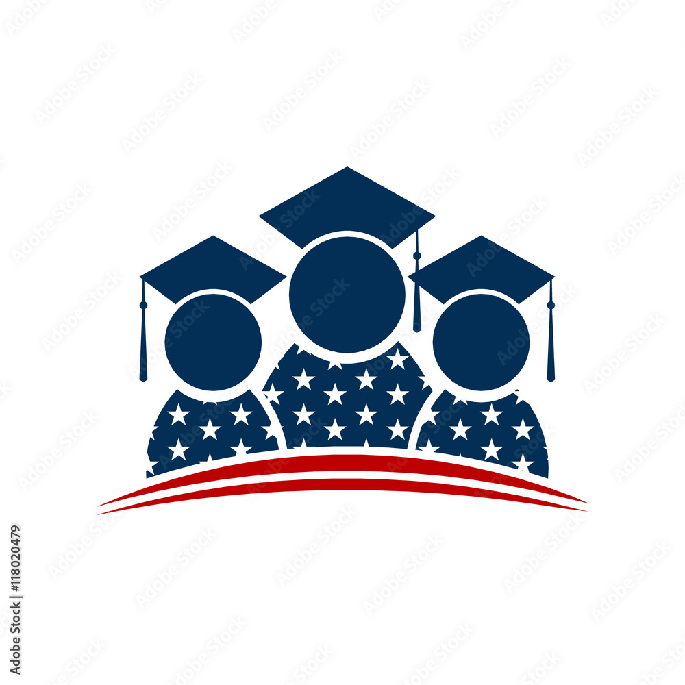 American Students graduates Logo. Vector graphic Stock Vector | Adobe Stock
