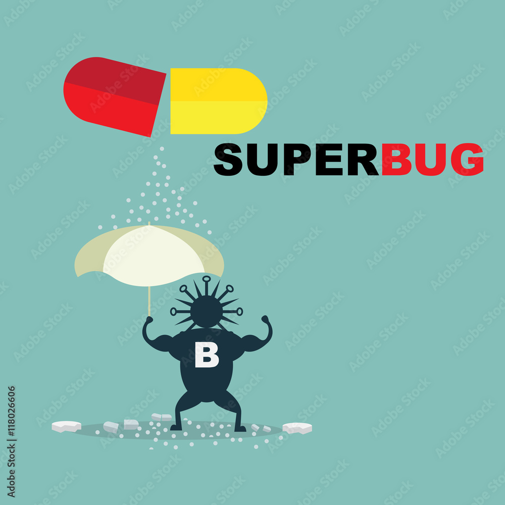 superbugs various bacteria and microbes cartoon vector illustration ...