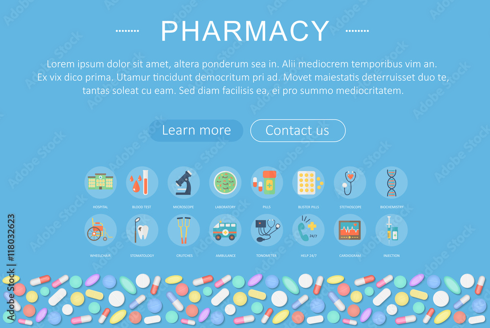 Vector elegant flat modern Art design Medicine pharmacy healthcare ...