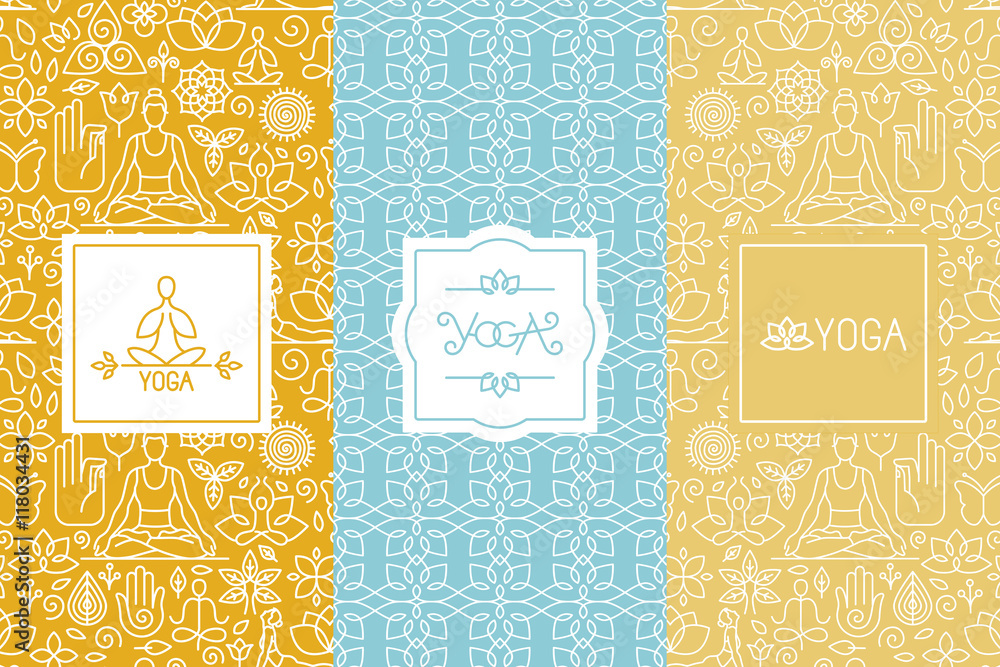 Vector labels and seamless patterns - yoga concepts Stock Vector ...