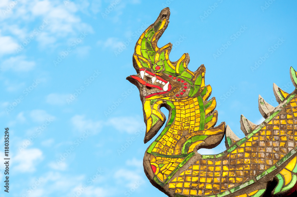 roof style naga Ancient architecture temple in Thailand Stock Photo ...
