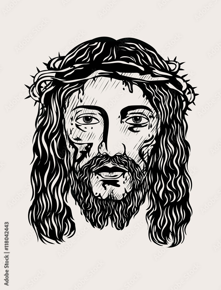 Jesus Christ face, art vector design Stock Vector | Adobe Stock
