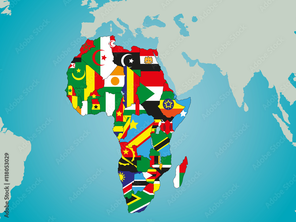 political map of Africa with the flags Stock Vector | Adobe Stock