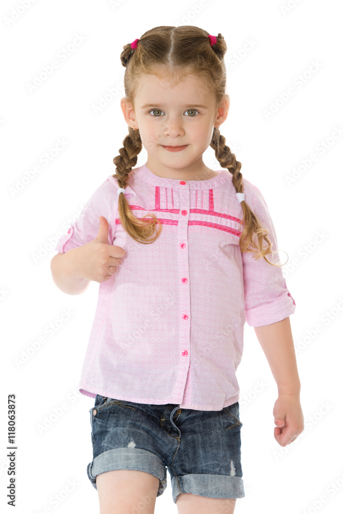 Little girl in shorts Stock Photo | Adobe Stock