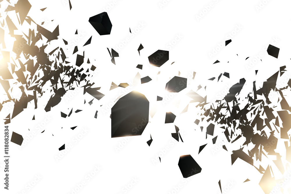 Powerful burst. Black particles on white background. Explosion cloud of ...
