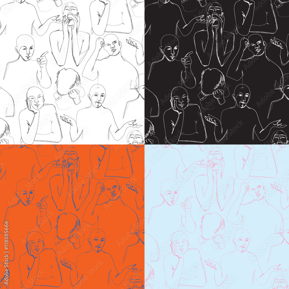 Human body Language. Continuous Line Contour Drawing. Stock Vector ...