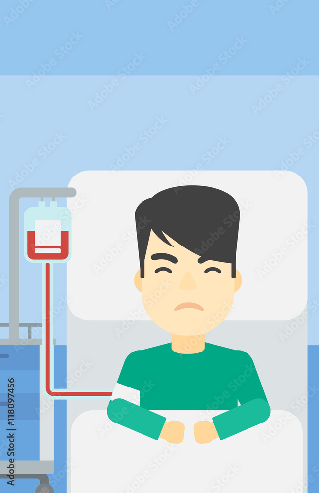 Patient lying in hospital bed vector illustration. Stock Vector | Adobe ...