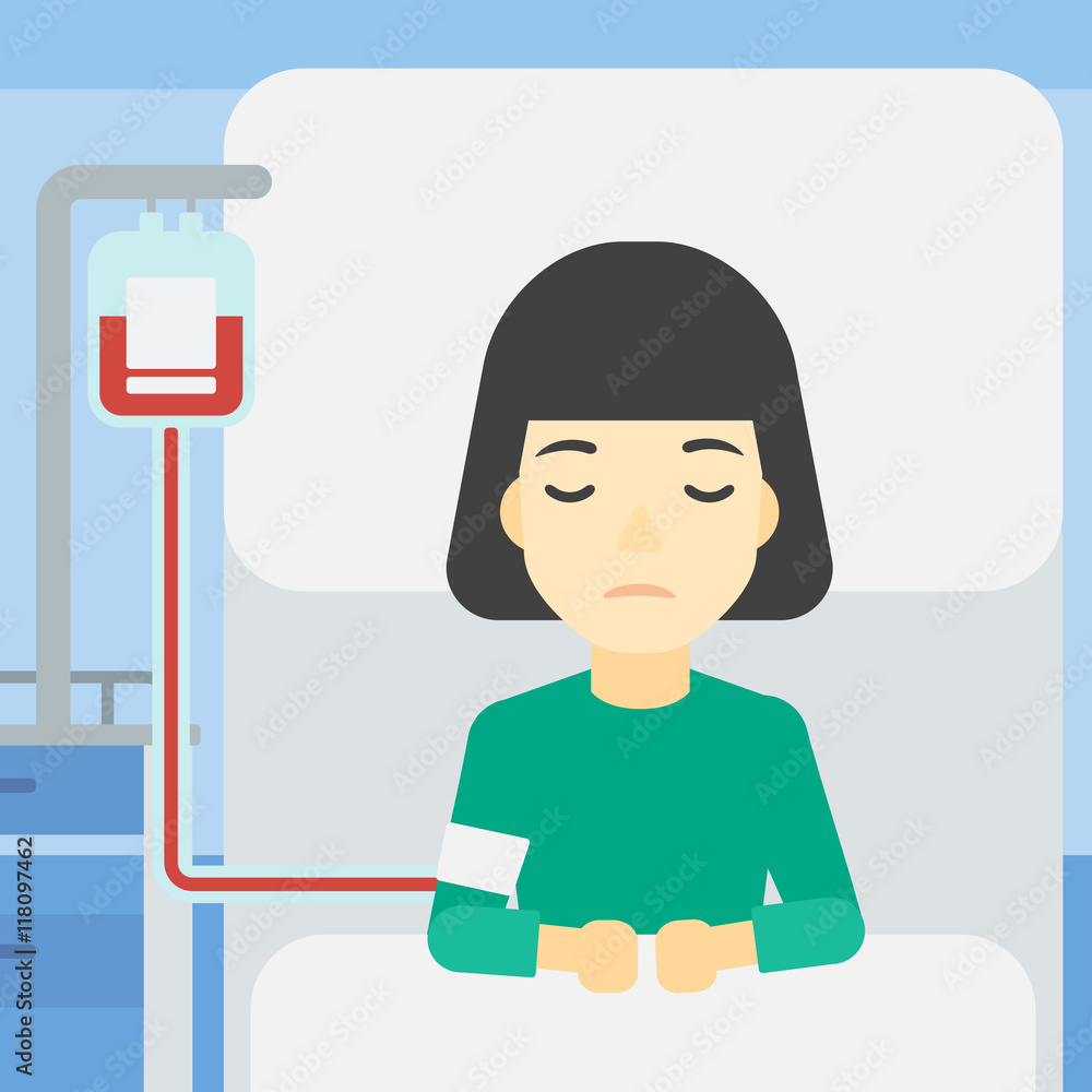 Patient lying in hospital bed vector illustration. Stock Vector | Adobe ...