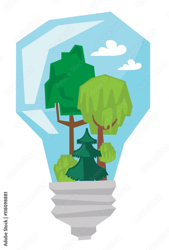 Light bulb with trees inside vector illustration Stock Vector | Adobe Stock