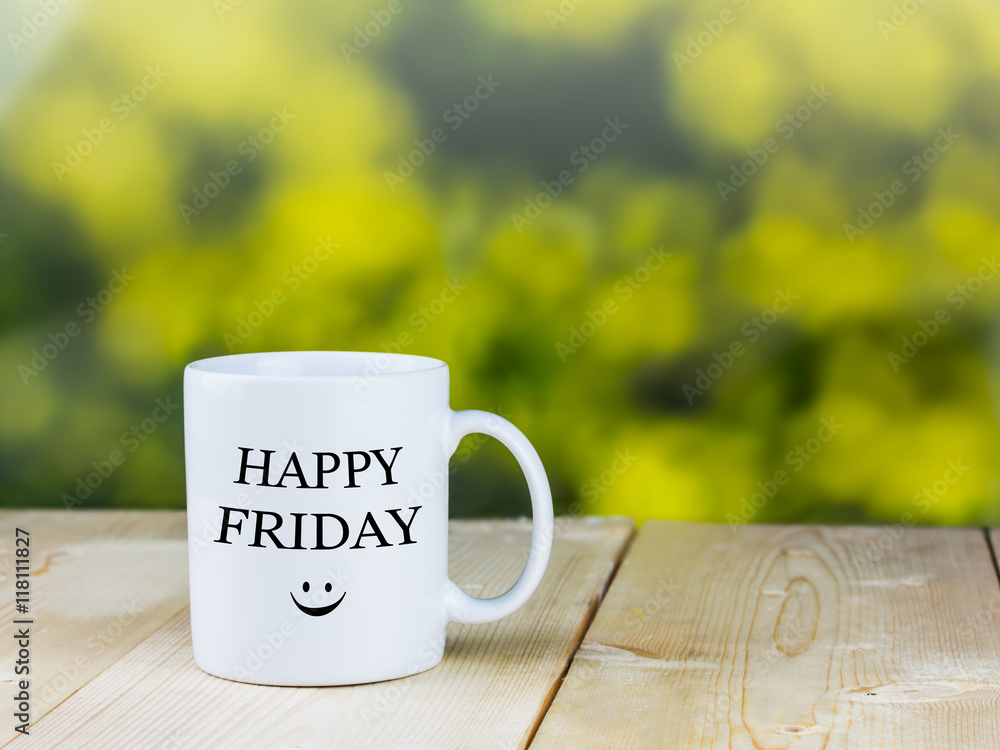 Happy Friday smiley face with blurred green background Stock Photo ...