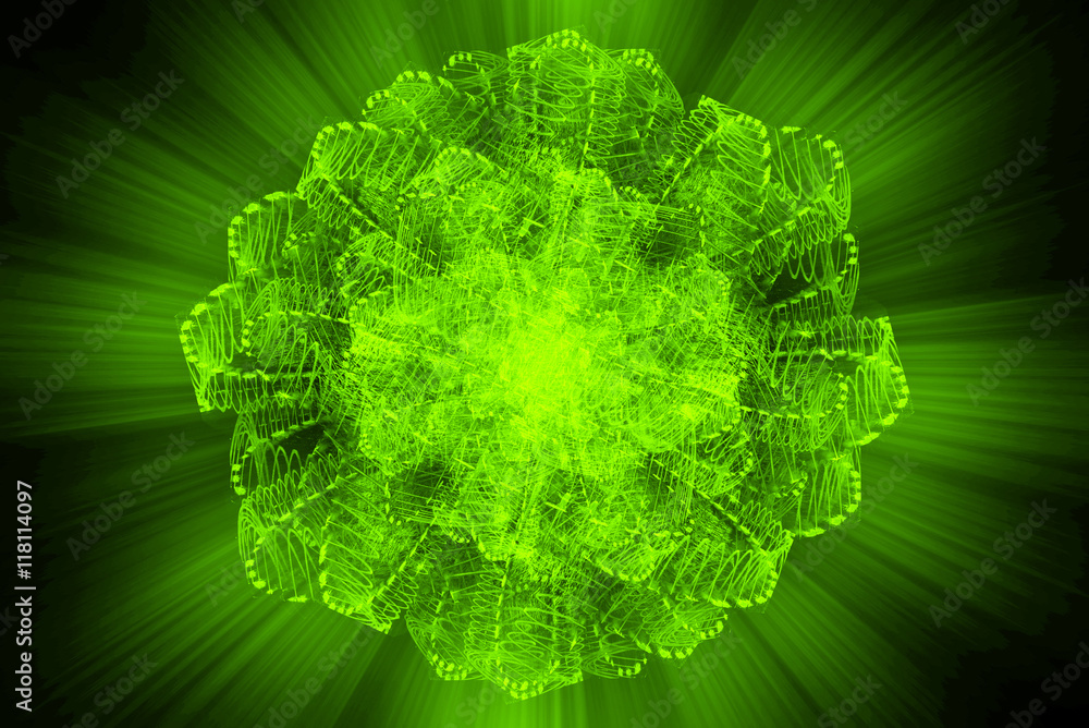 Nucleus of Atom Nuclear explode ray radiation light science concept ...