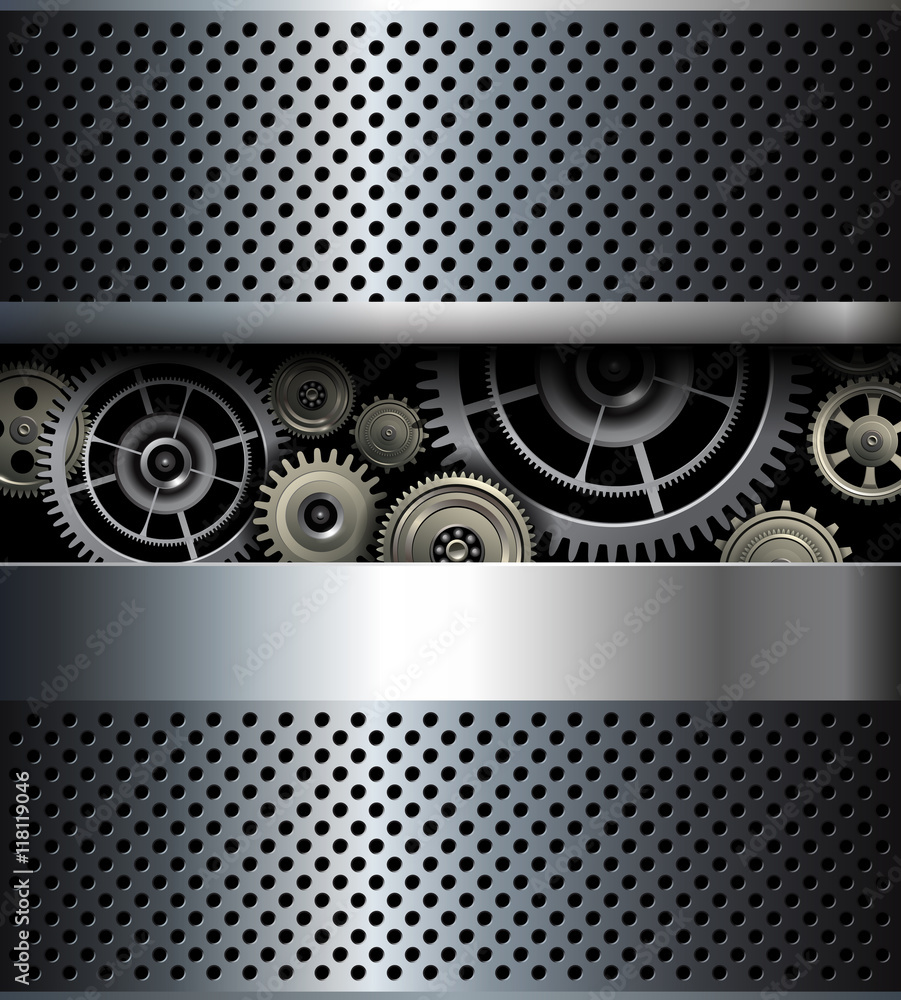 Background metallic gears, vector metal design. Stock Vector | Adobe Stock