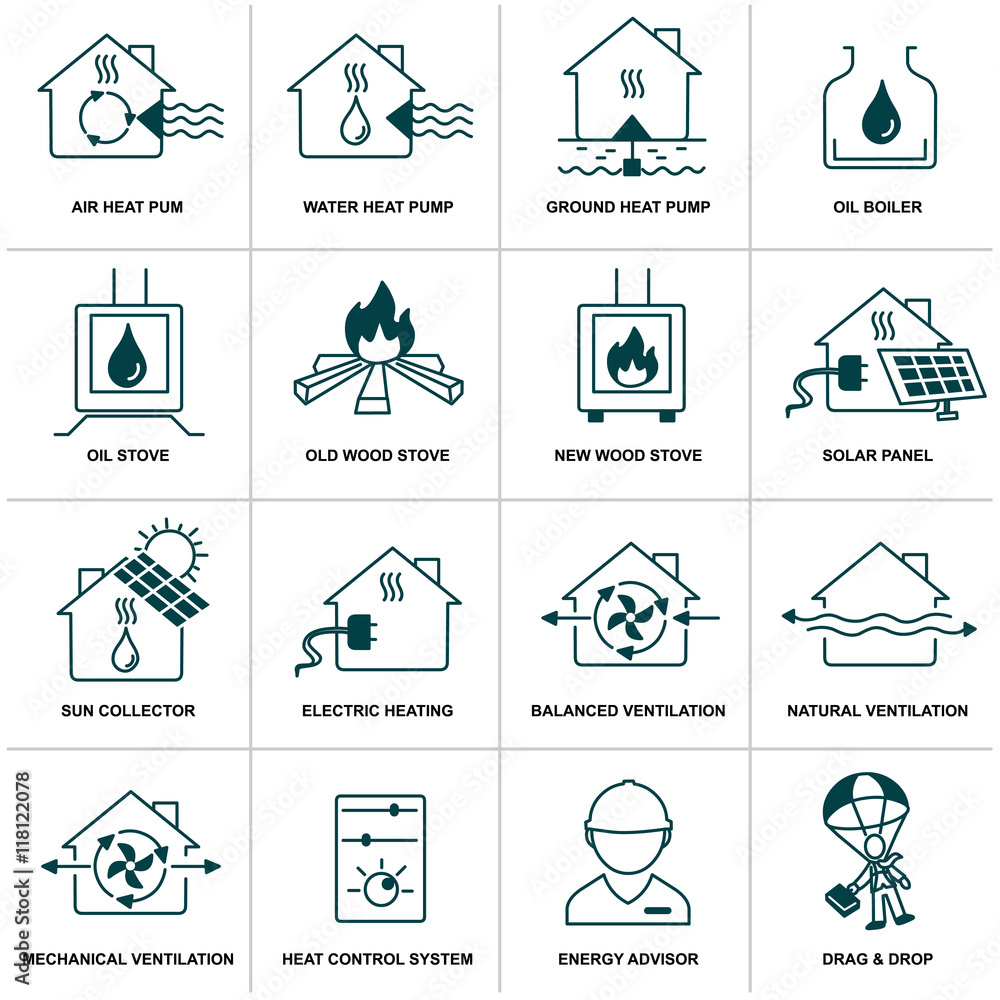 home energy icon set Stock Vector | Adobe Stock