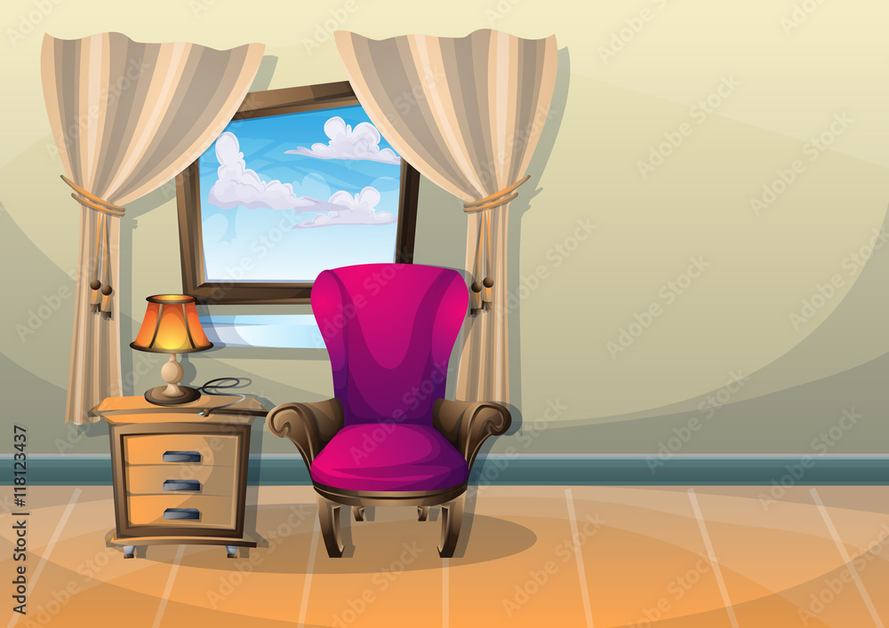 cartoon vector illustration interior living room with separated layers ...