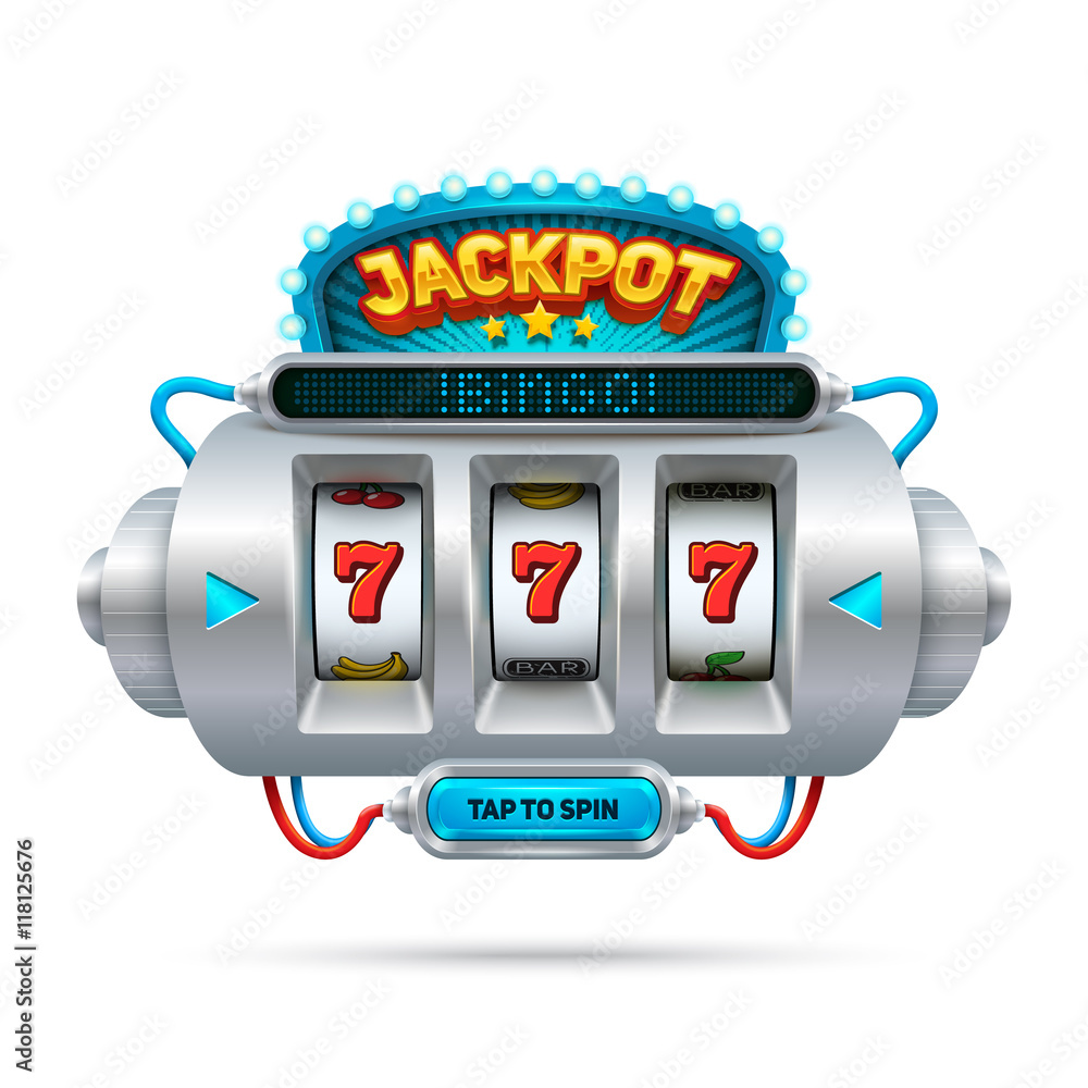 Futuristic slot machine illustration, isolated on white background ...