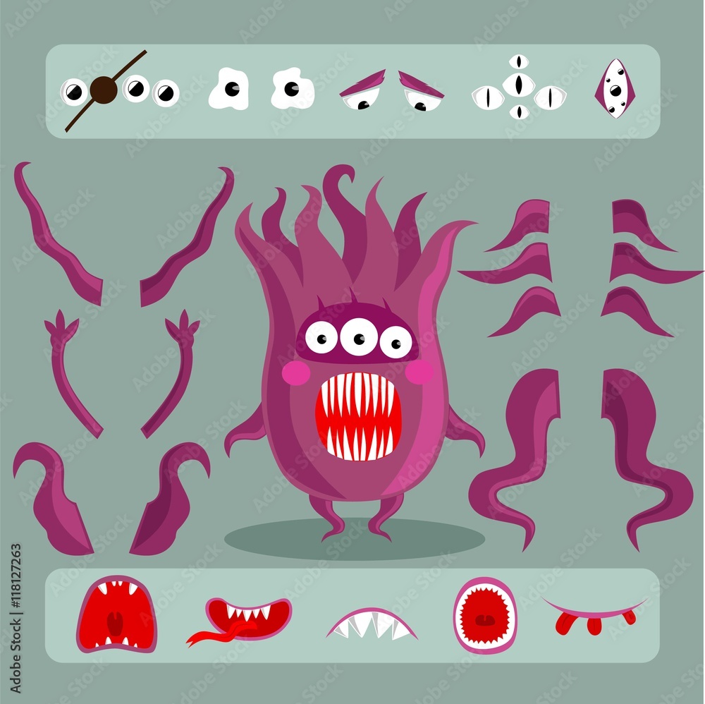 Halloween, monster design attributes,body parts and other details of ...