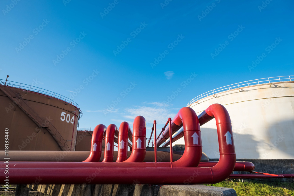 Water and foam line for fire protection system in fuel oil stora Stock ...