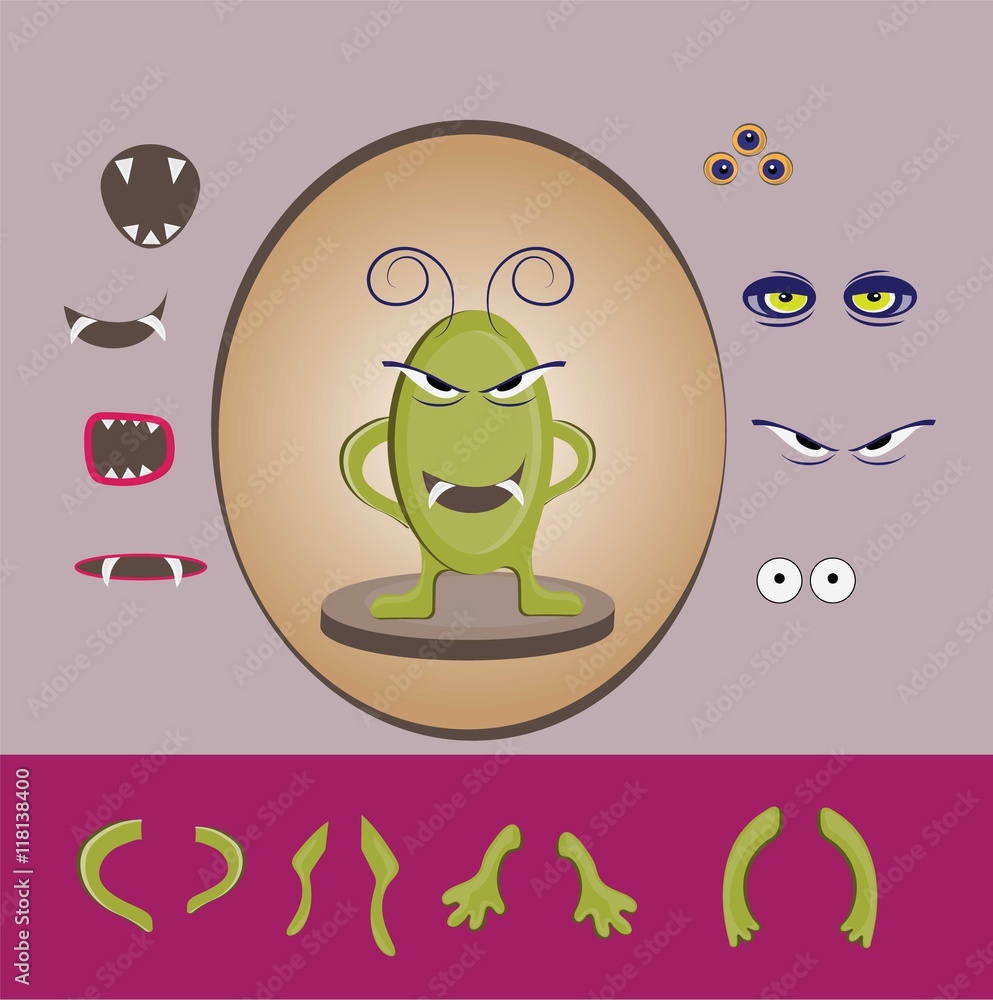 Halloween, monster design attributes,body parts and other details of ...