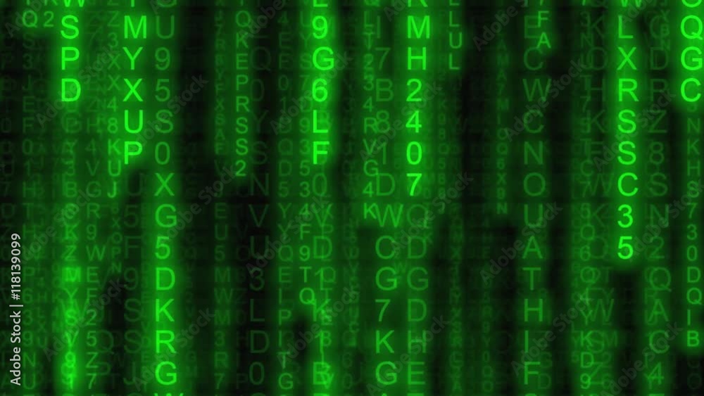 Code rain (random computer symbols falling down): a popular sci-fi ...