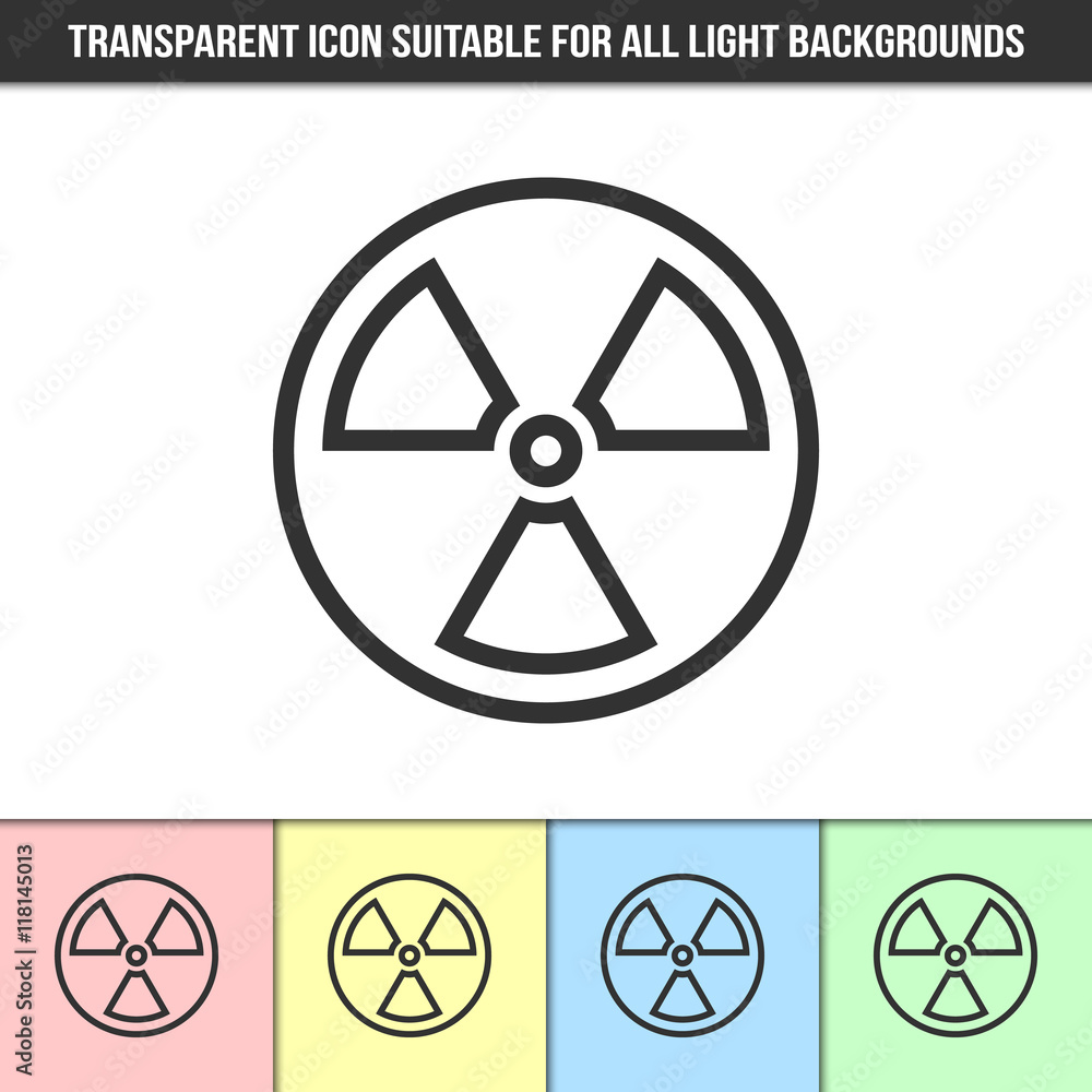 Simple outline transparent nuclear icon on different types of light ...