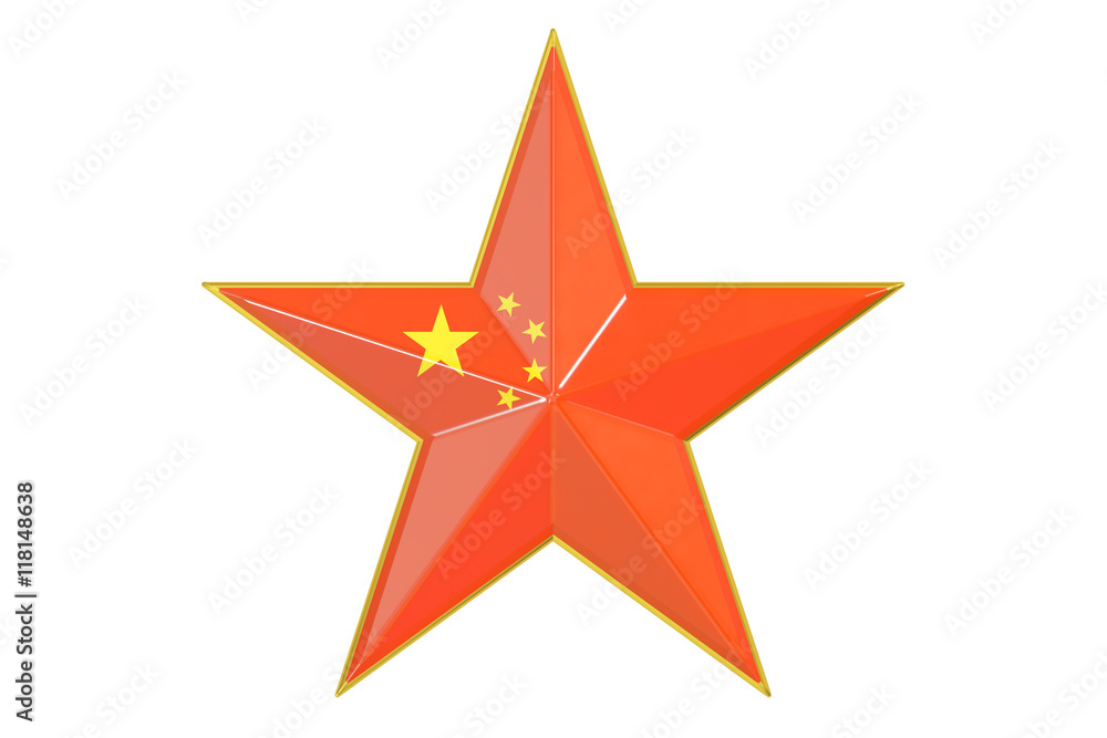 Star with flag of China, 3D rendering Stock-Illustration | Adobe Stock