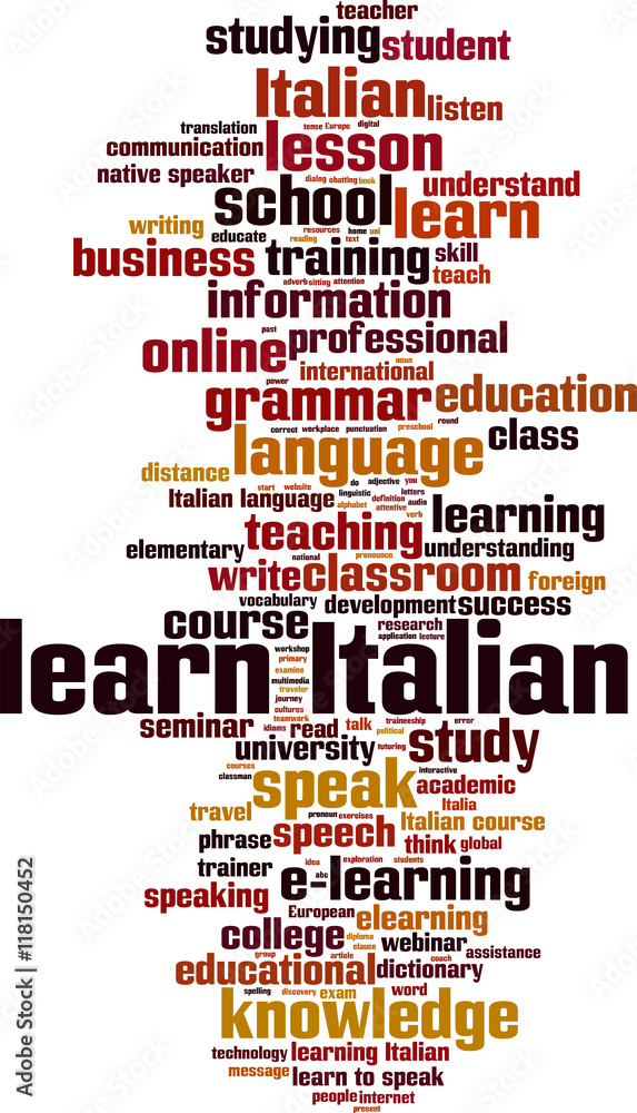 Learn Italian word cloud concept. Vector illustration Stock Vector ...