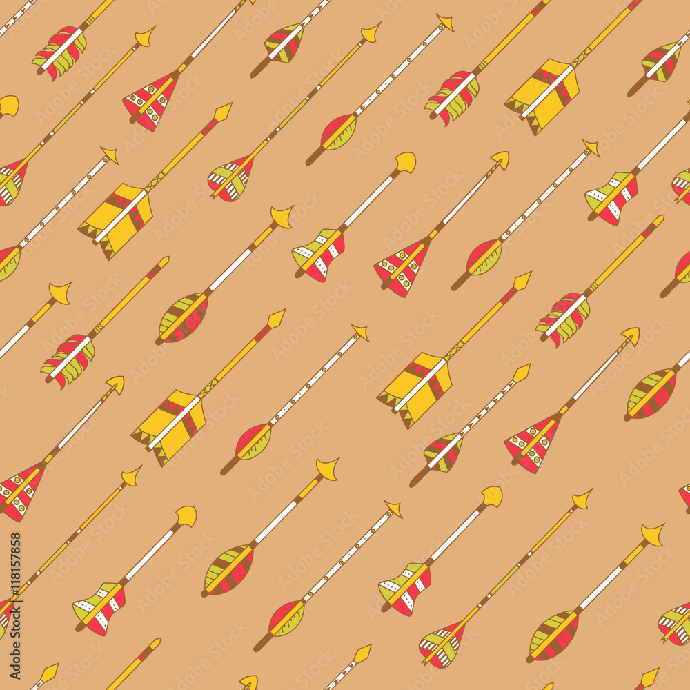 Vector Hand Drawn Seamless Patterns with Arrows / Background with ...