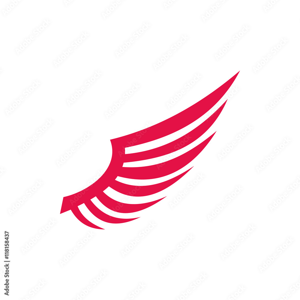 Red wing icon in flat style isolated on white background. Flying symbol ...