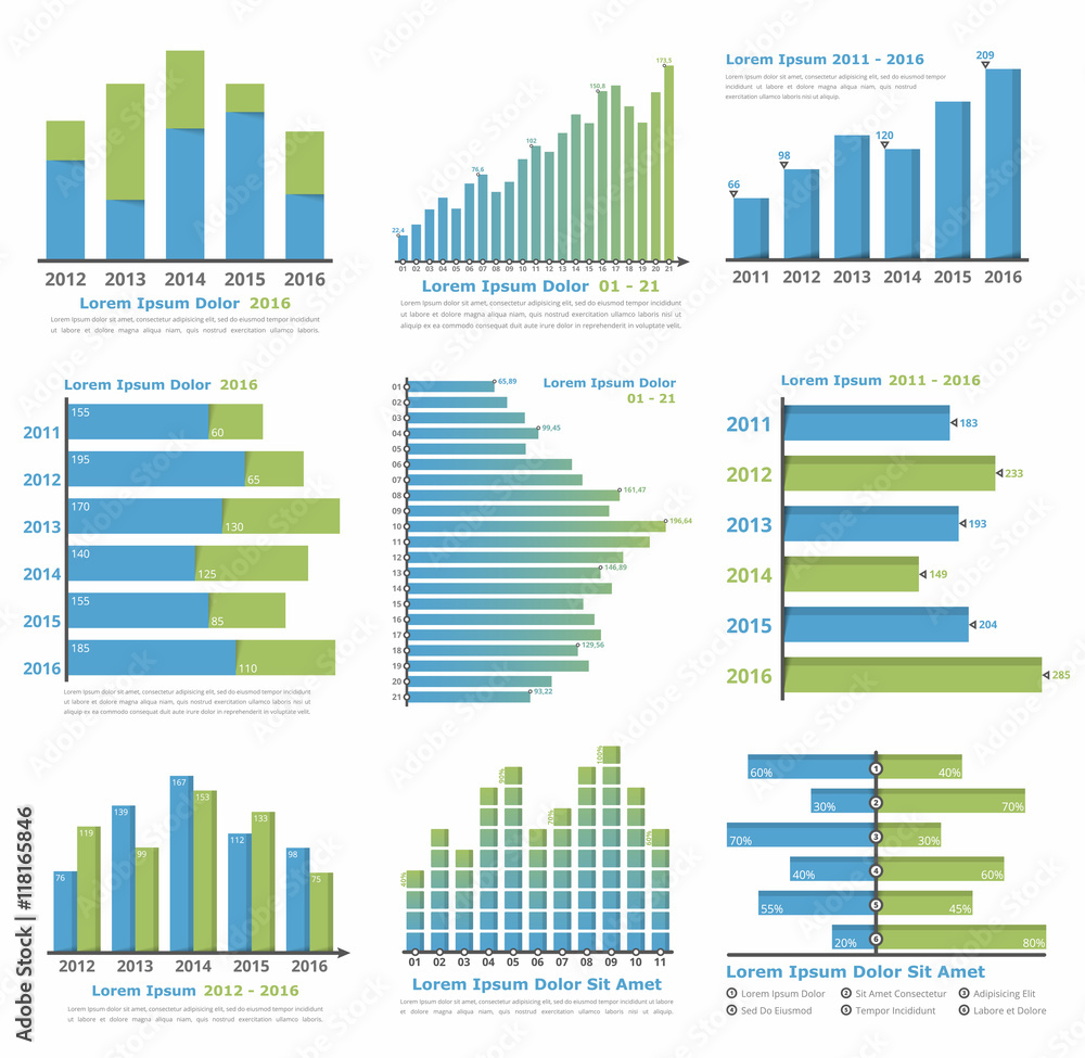 Graphs and Charts Stock Vector | Adobe Stock