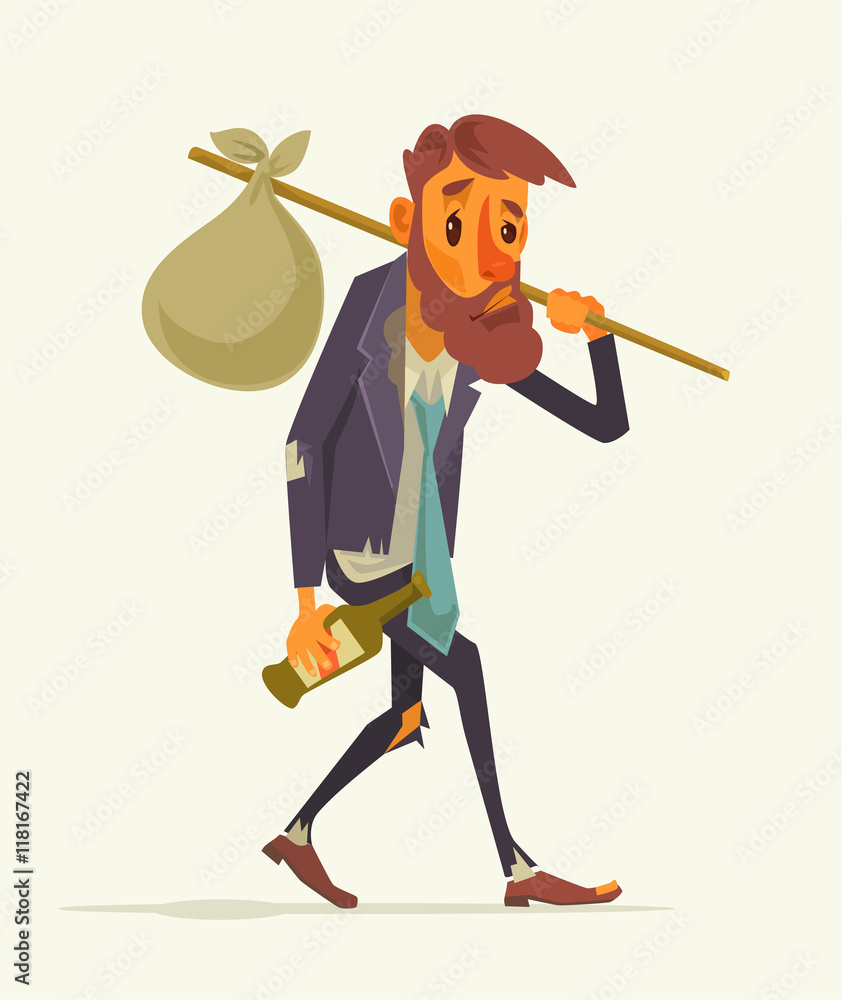 Unemployed office worker character. Vector flat cartoon illustration ...