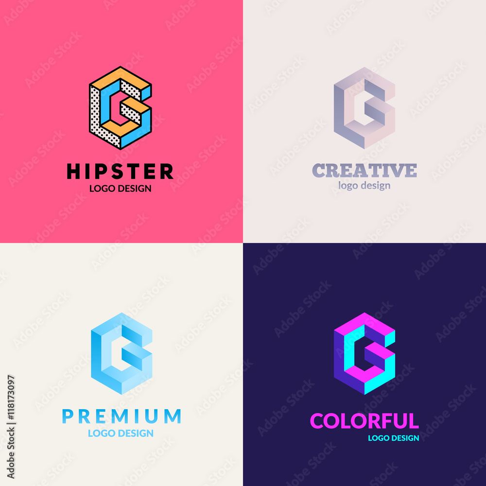 Letter "G" logo design. Trendy isometric typography. Stock Vector ...