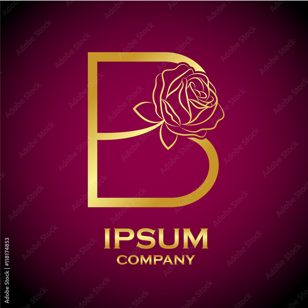 Letter B logo,Rose Flower Gold, beauty and fashion logo Stock Vector ...