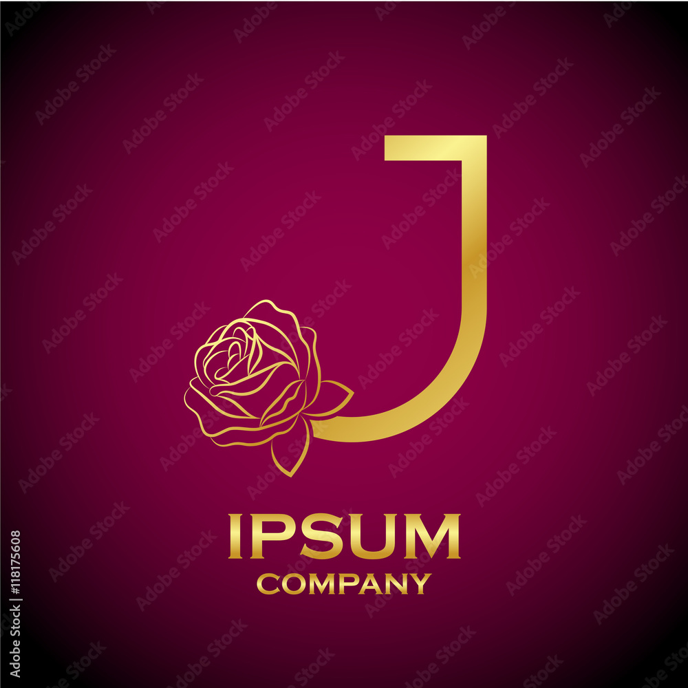 Letter J logo,Rose Flower Gold, beauty and fashion logo Stock Vector ...
