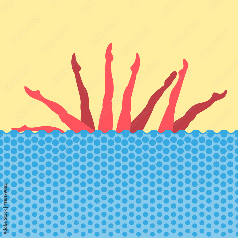 Swimmers Vector illustration Group performance of synchronized swimmers ... Swimmers Vector illustration Group performance of synchronized swimmers ...