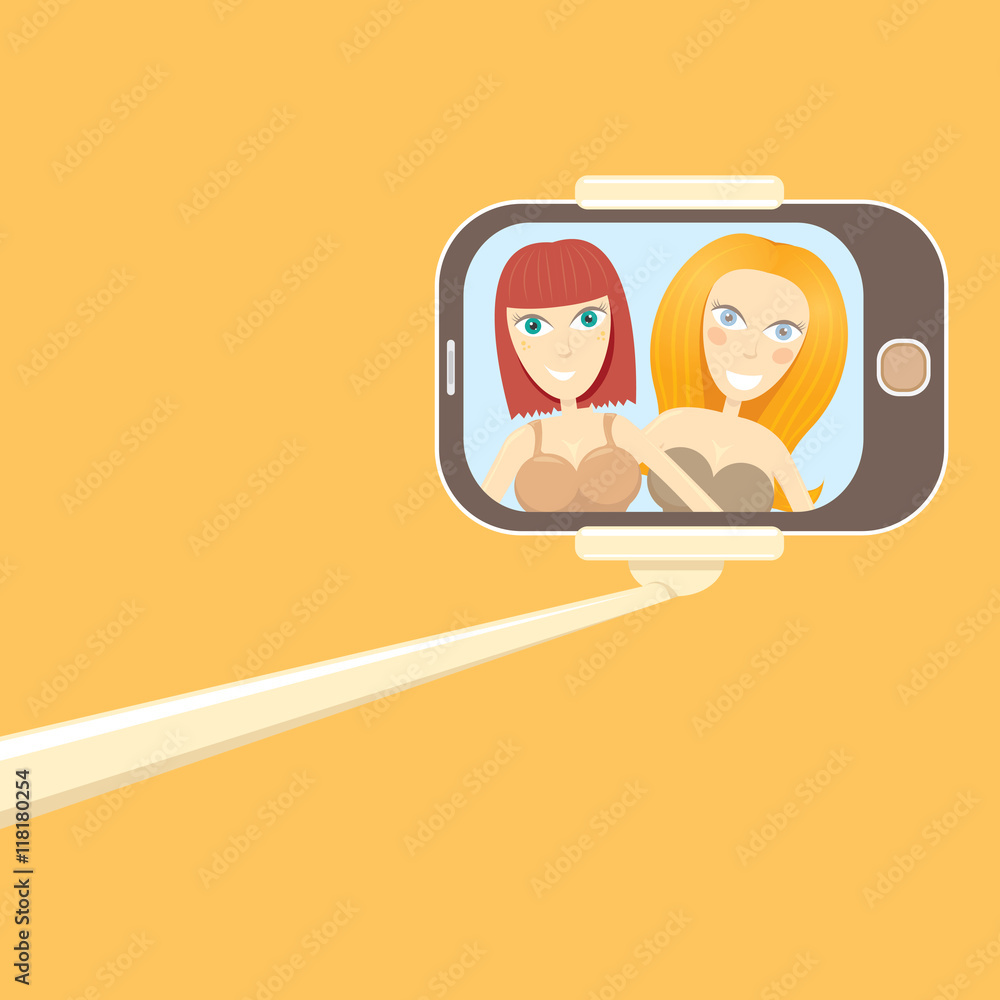 selfie cartoon people vector illustration. Stock Vector | Adobe Stock