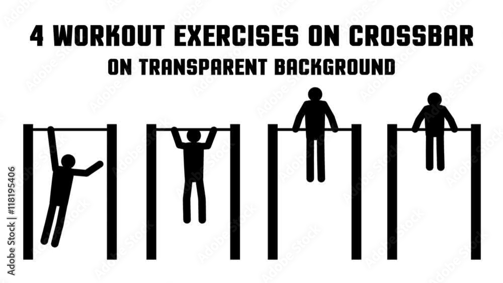 Set of 4 animated consecutive looped street workout exercise pictogram ...