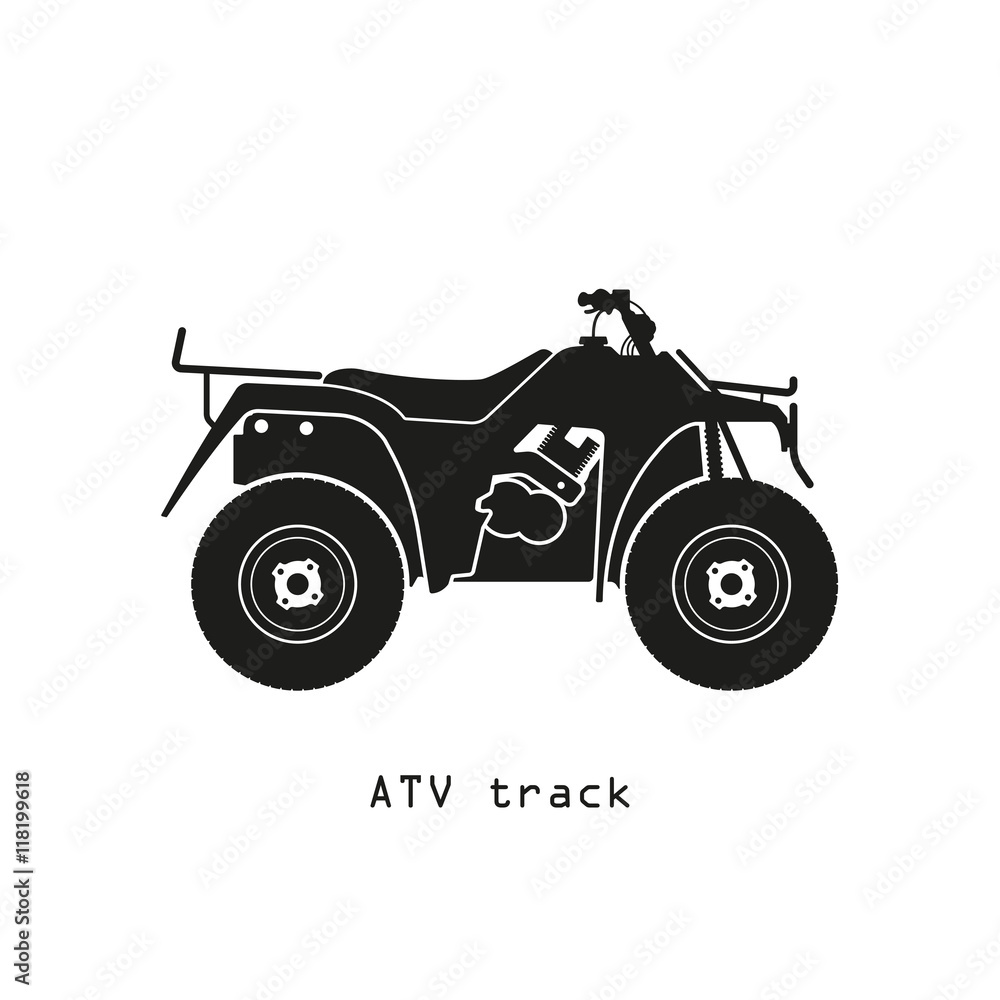 Black silhouette of ATV on a white background Stock Vector | Adobe Stock