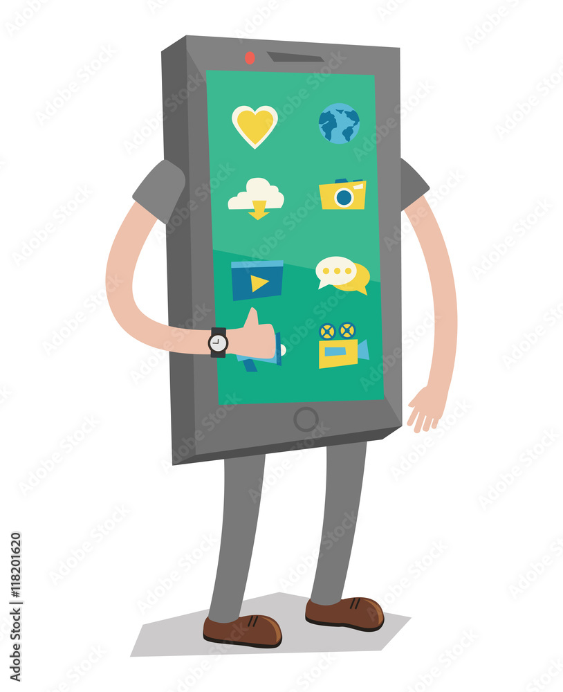 Smartphone with arms and legs vector illustration. Stock Vector | Adobe ...