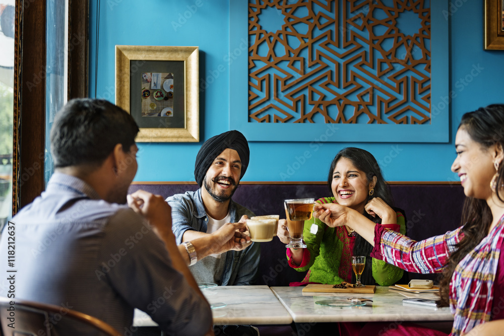 Friends Relaxed Happy Coffee Meeting Concept Stock Photo | Adobe Stock