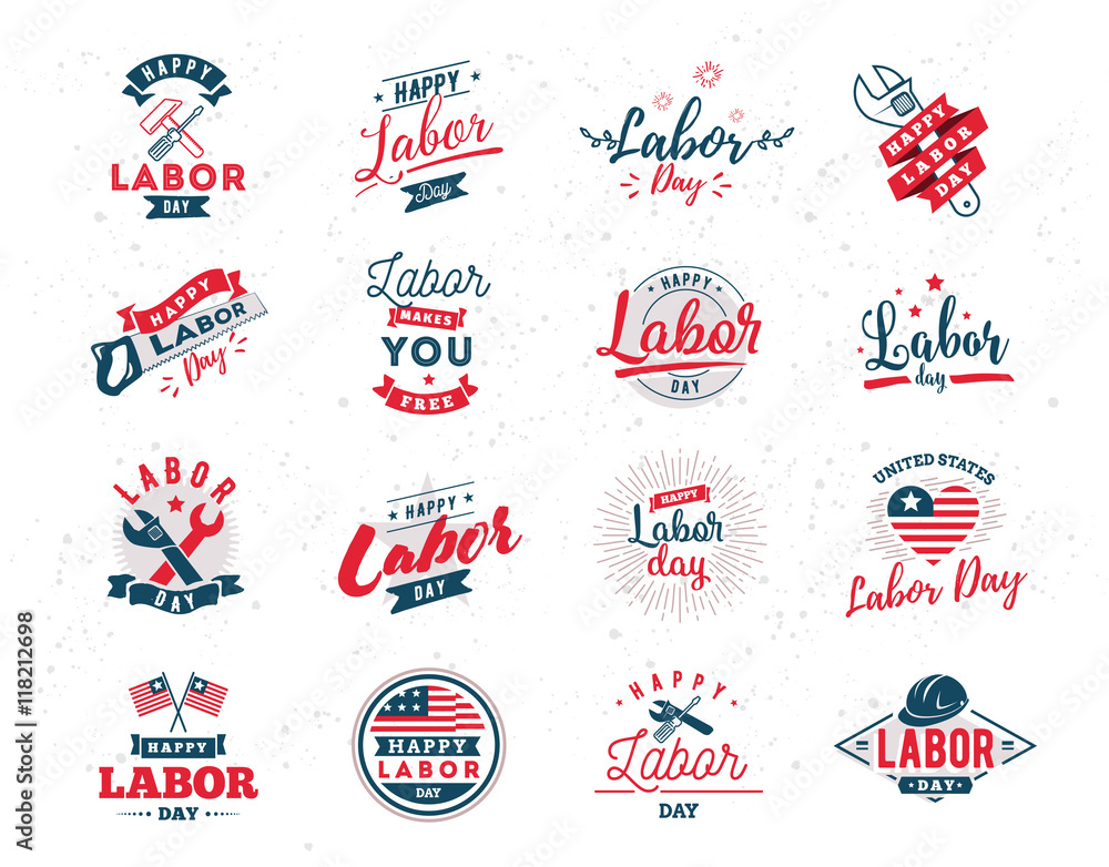 Happy Labor day emblems Stock Vector | Adobe Stock