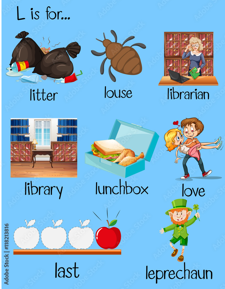 Many words begin with letter L Stock Vector | Adobe Stock