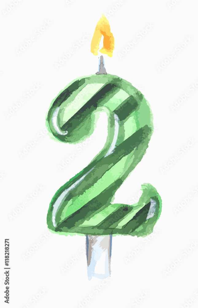 Watercolor 2 candle Stock Vector | Adobe Stock