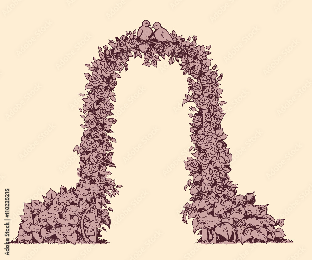 Arch of flowers. Vector sketch Stock Vector | Adobe Stock