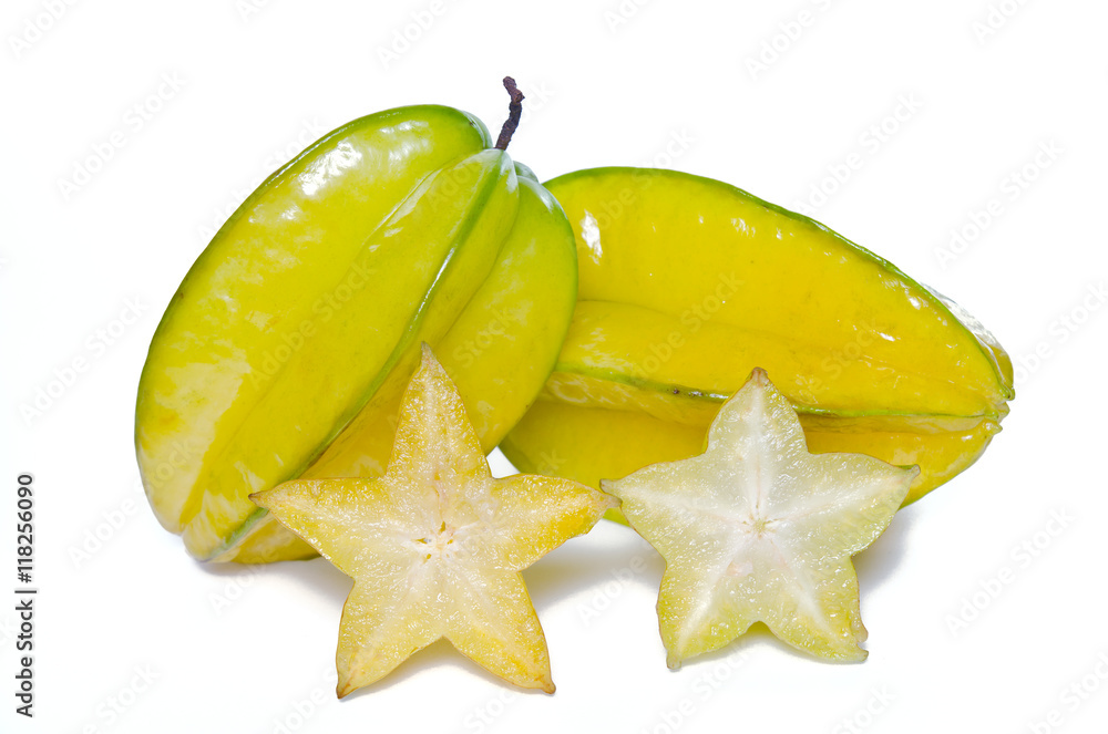 Star apple fruit with half cross section isolated on white Stock Photo ...