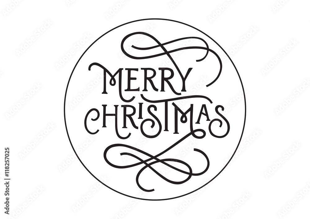 Merry Christmas Lettering in Circle Stock Vector | Adobe Stock