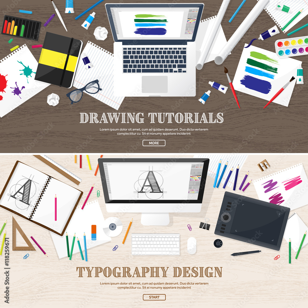 Graphic web design. Drawing and painting. Development. Illustration ...