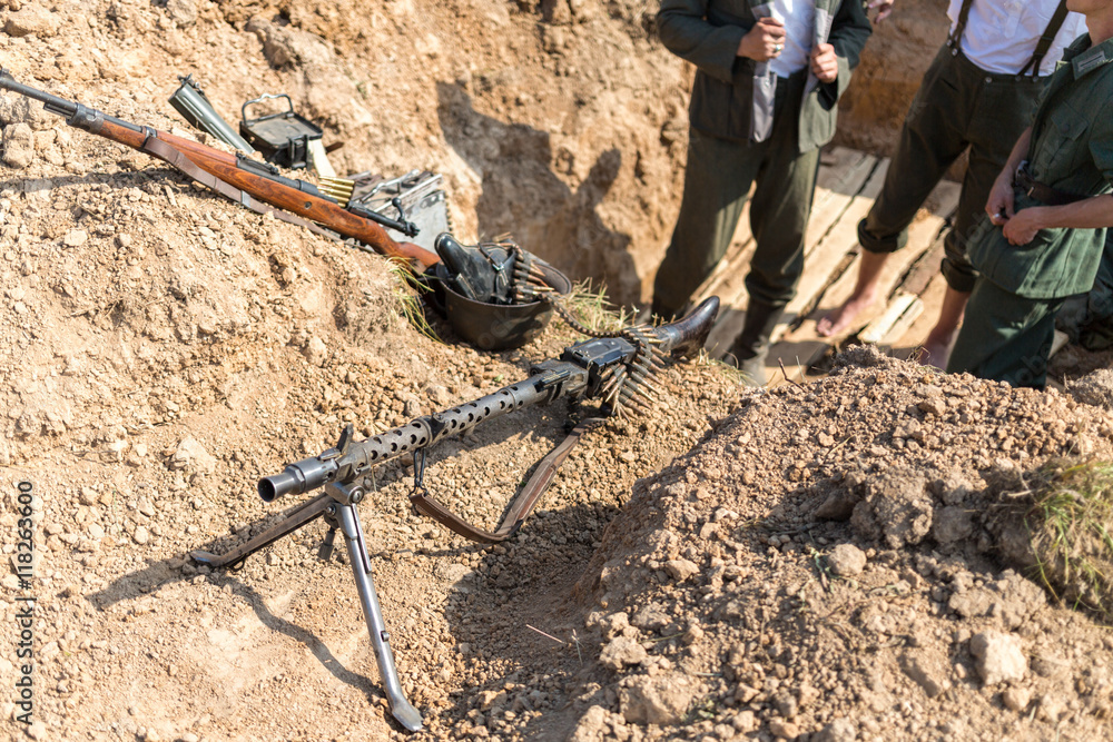 Photo & Art Print machine gun, rifle, ammunition and three Nazi ...