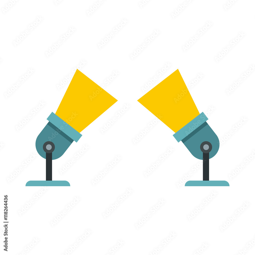 Two spotlights icon in flat style on a white background Stock Vector ...